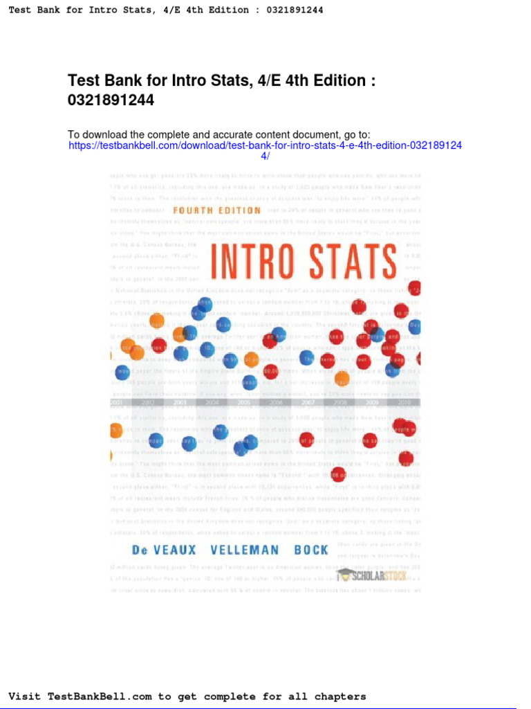 Test Bank For Intro Stats 4 E 4th Edition 0321891244 Pdf Sat Standard Deviation