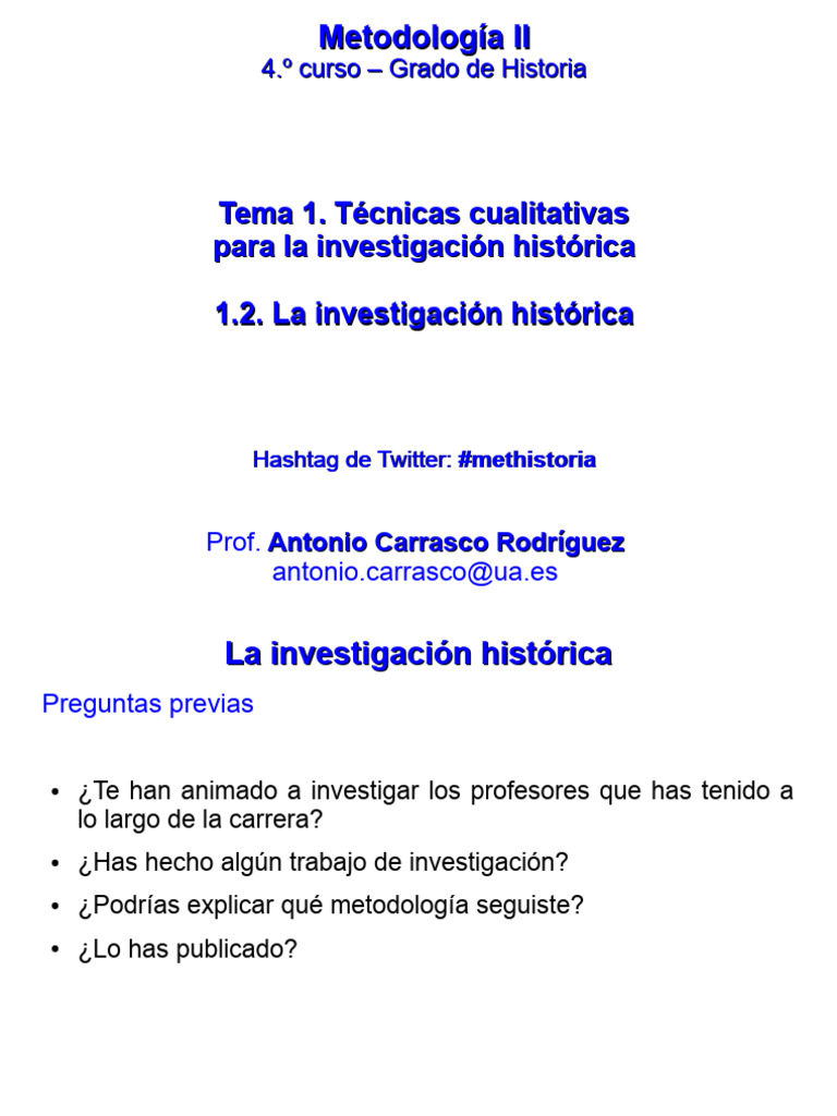 Metodologia Tema01 02 Presentacion Castellano | PDF | Citación | Bibliografía