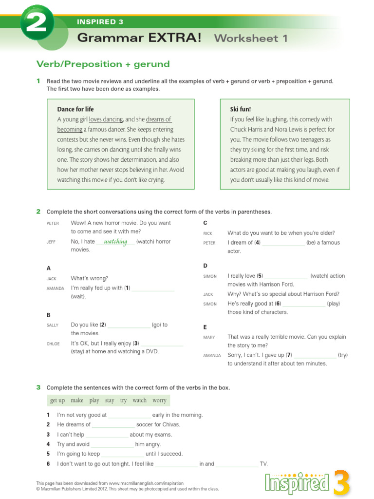 Verb and Preposition Practice | PDF
