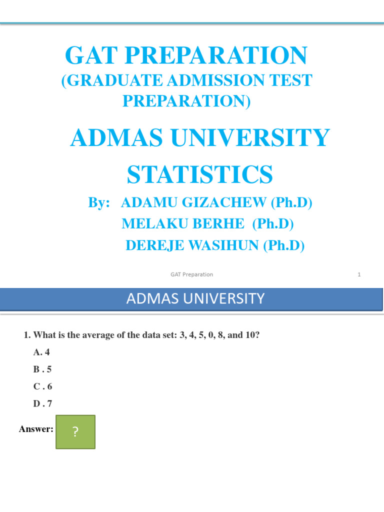 Statistics GAT Practice - Admas U. | PDF