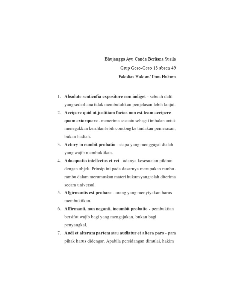 Adagium Hukum dan Prinsip Dasar | PDF