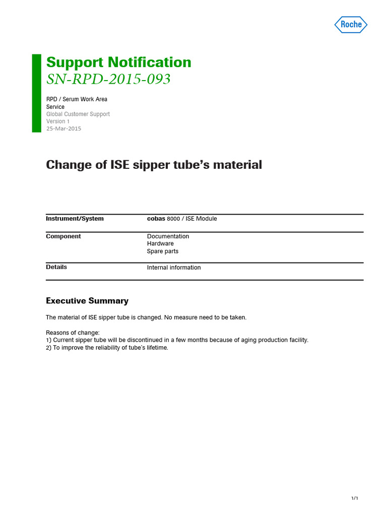 Sipper tube ISE 8000 | PDF