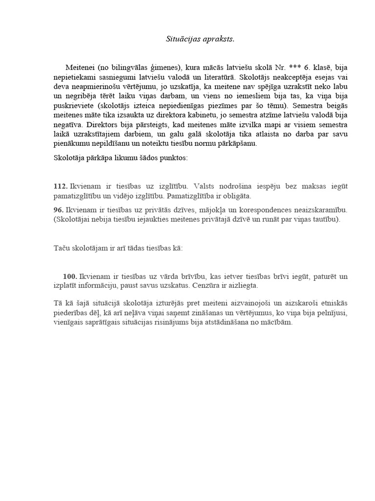 Situācijas Apraksts | PDF