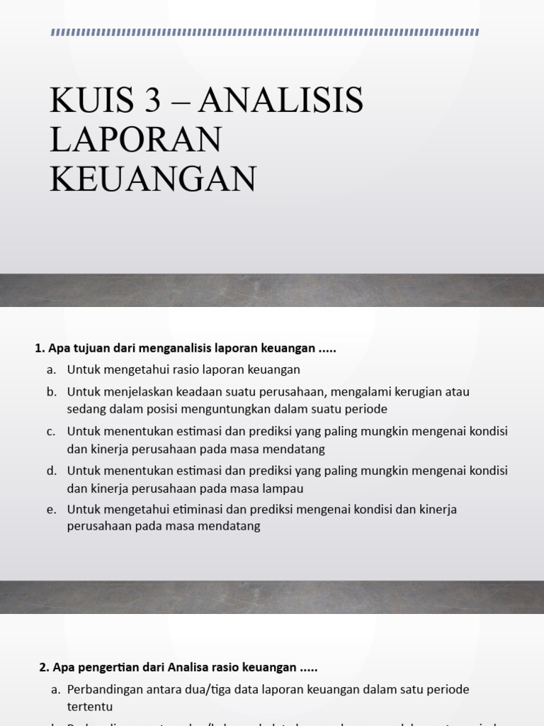 Kuis 3 - Analisis Laporan Keuangan | PDF