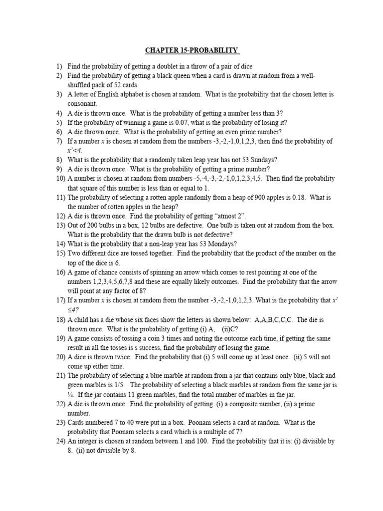 Probability Worksheet 1 | PDF | Entertainment | Games Of Mental Skill