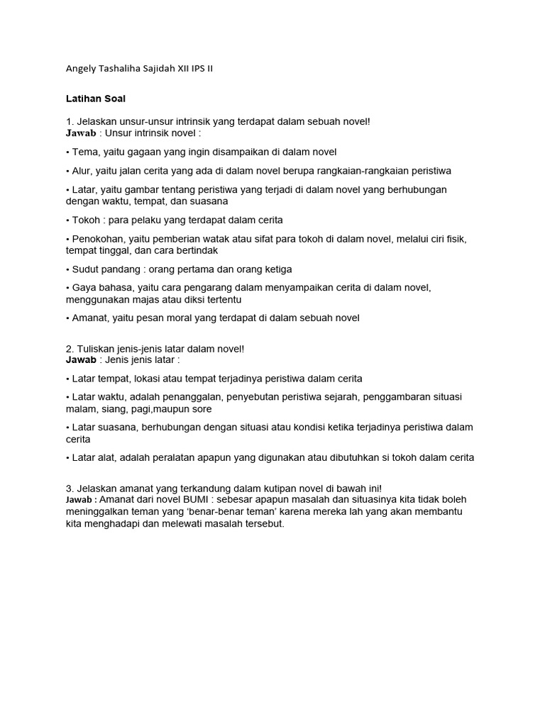 Unsur Intrinsik dan Latar Novel | PDF | Fiksi Umum