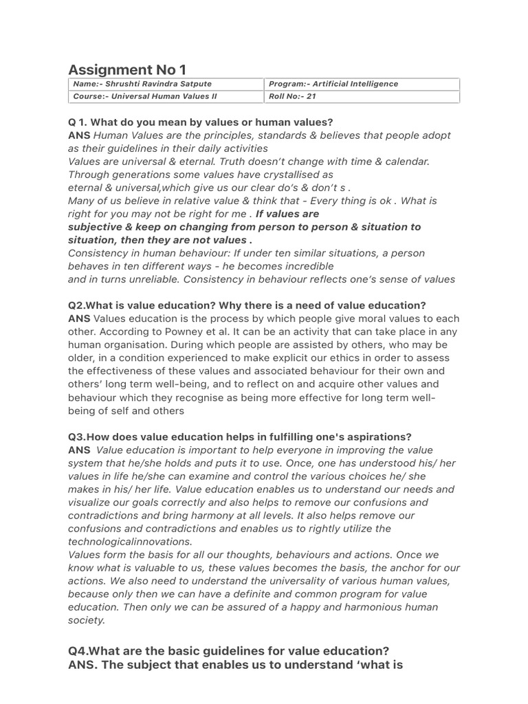 Assignment No 1 | PDF | Happiness | Feeling