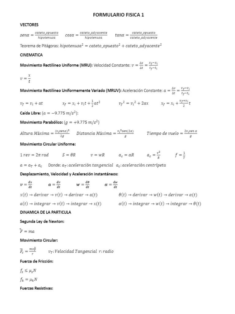 Formulario de Fisica | PDF