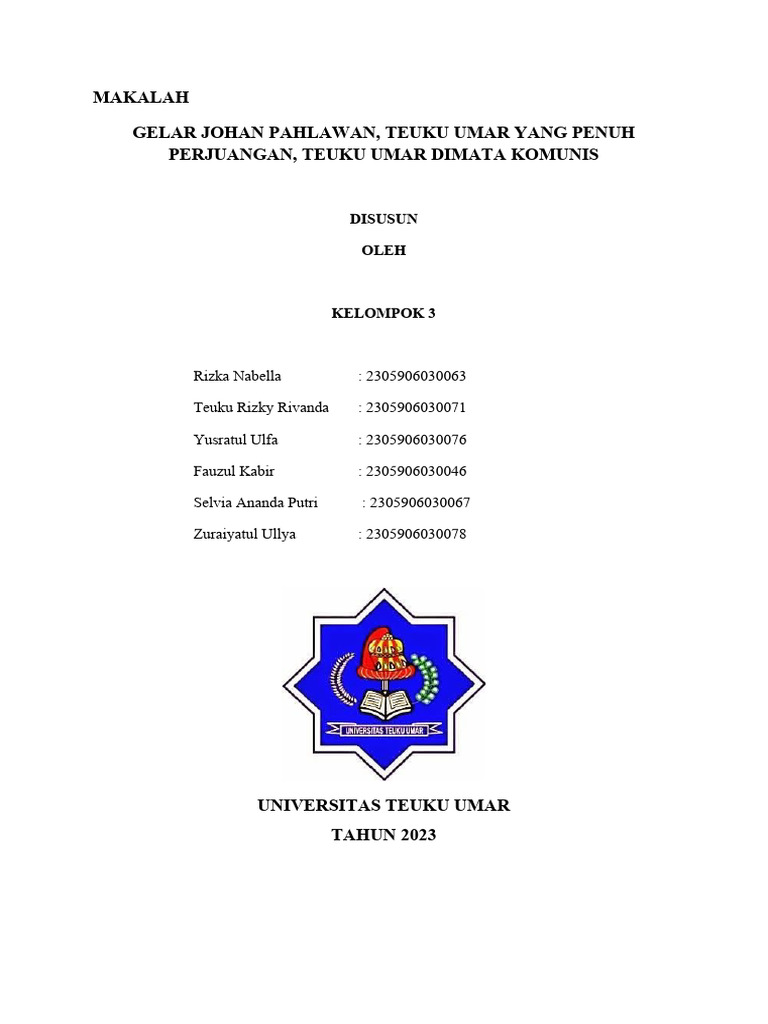 Makalah Teuku Umar | PDF