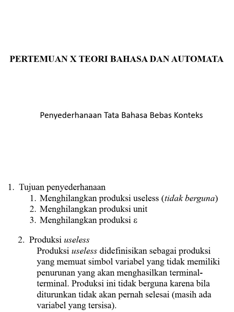 Pertemuan X Teori Bahasa Dan Automata | PDF | Teknologi & Rekayasa