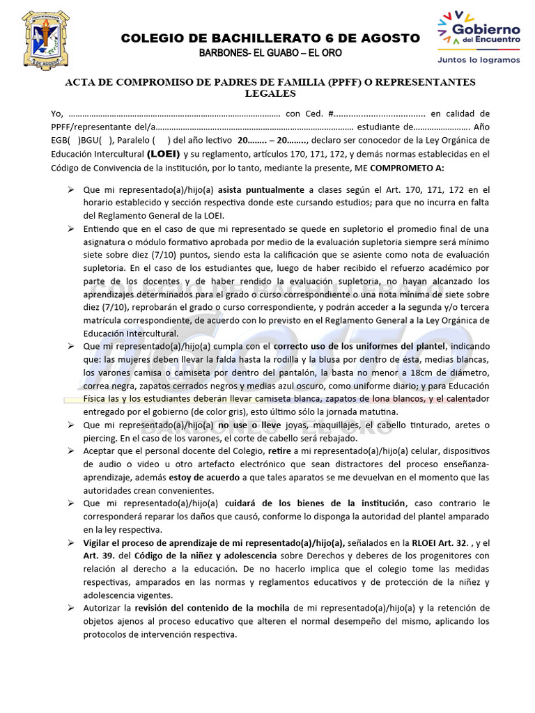 ACTA DE COMPROMISO 2023-2024 (2) | PDF