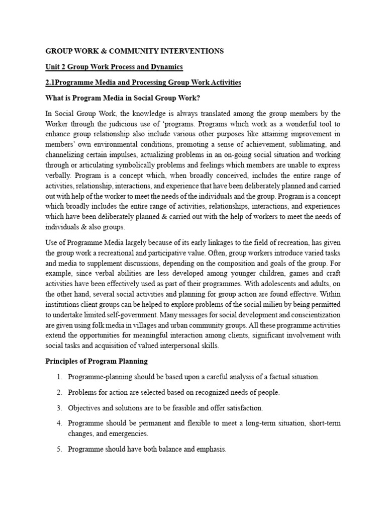 Unit 2 Group Work Process and Dynamics - GROUP WORK | PDF