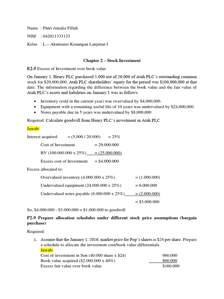 Putri Amalia Fillah - 042011333133 - AKL 1 - Assignment Chapter 2 | PDF Putri Amalia Fillah - 042011333133 - AKL 1 - Assignment Chapter 2 | PDF