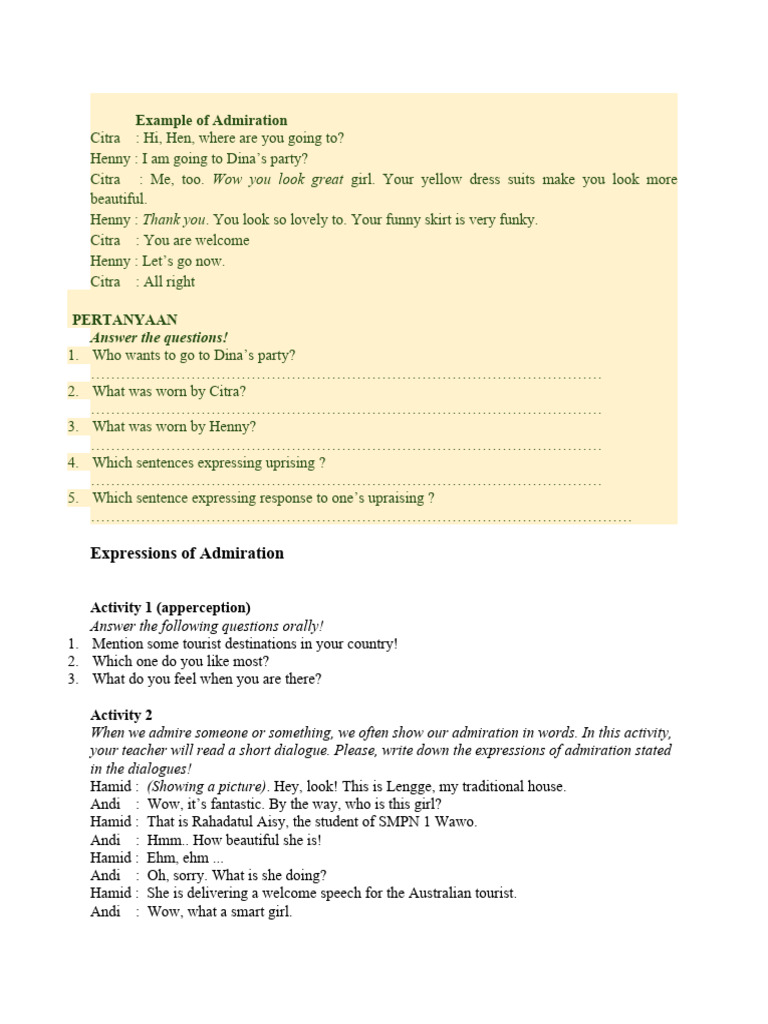 Example of Admiration | PDF