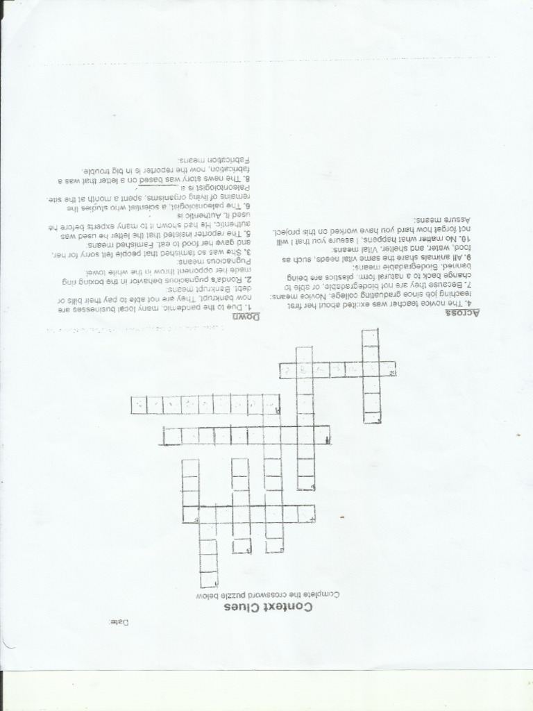 Context Clues Puzzle | PDF