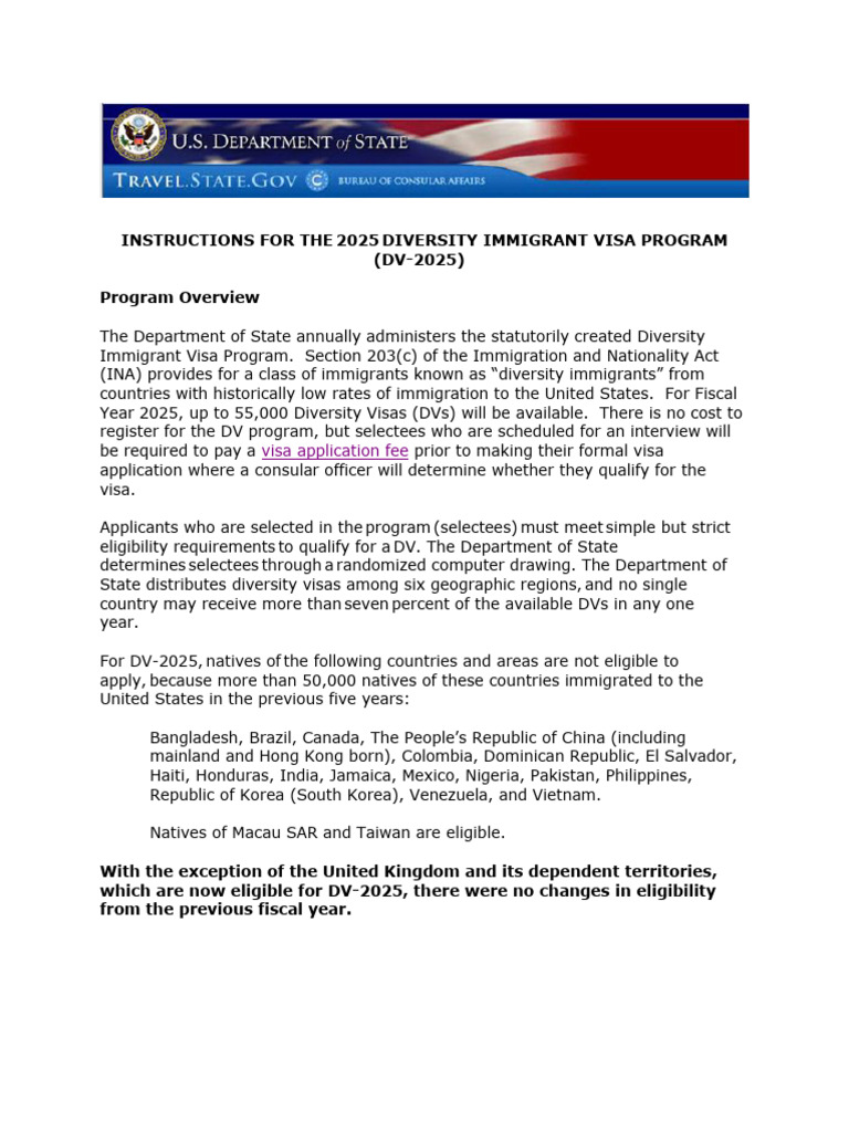 DV-2025 Diversity Visa Program Guide | PDF | Social Science
