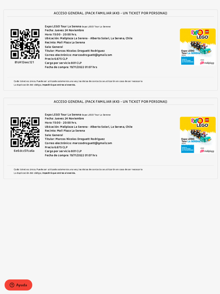 Entradas Expo LEGO Tour La Serena | PDF | Venta al por menor | Chile
