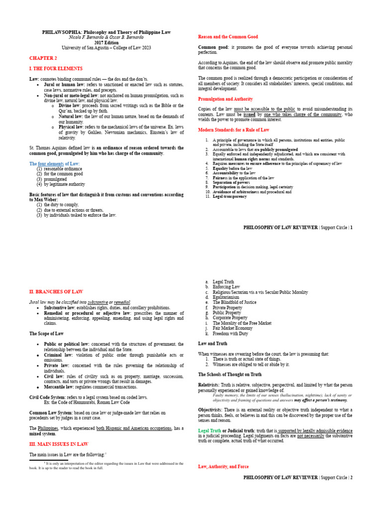 Philo of Law Reviewer Bernardo Chap 2 | PDF