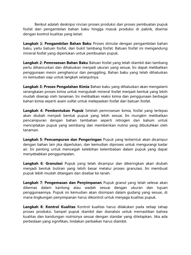 Rincian Proses Produksi | PDF