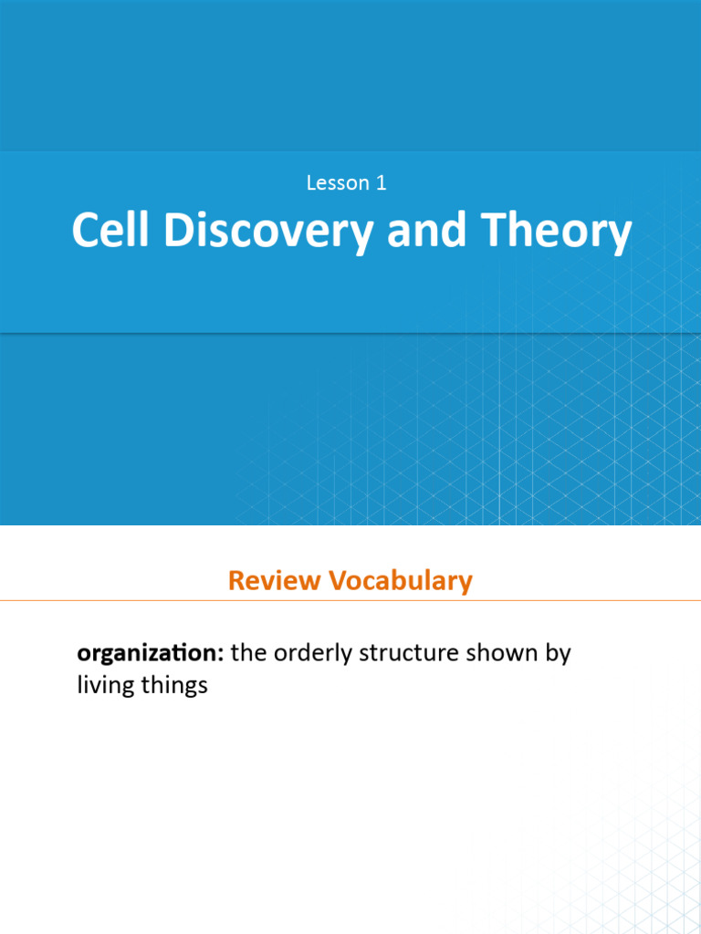 CA Lesson 1 Cell Discovery and Theory | PDF | Cell (Biology) | Organisms