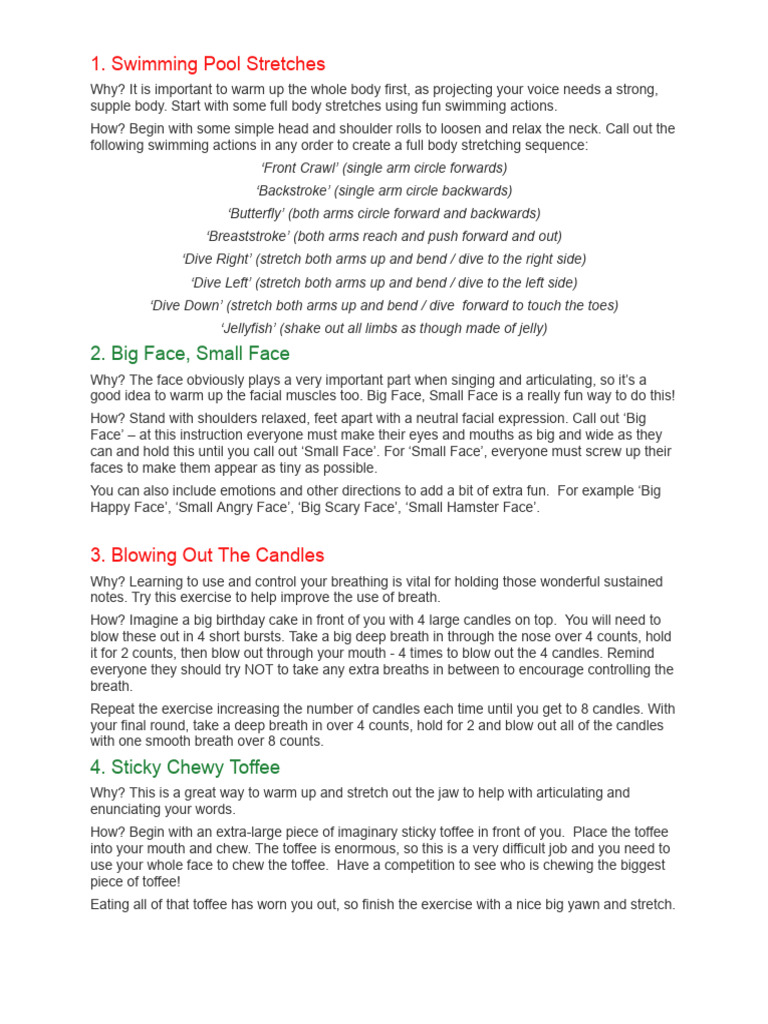 7 Super Vocal Warm Ups To Improve Singing Skills Pdf Human Voice