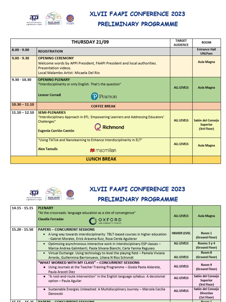 FAAPI Conference 2023 Preliminary Agenda | PDF