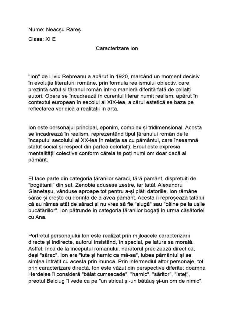 Caracterizare ION | PDF