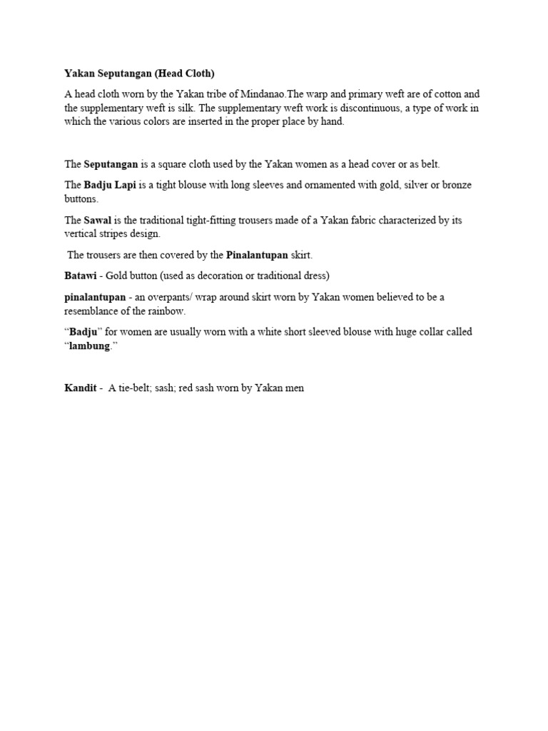 Yakan Seputangan | PDF