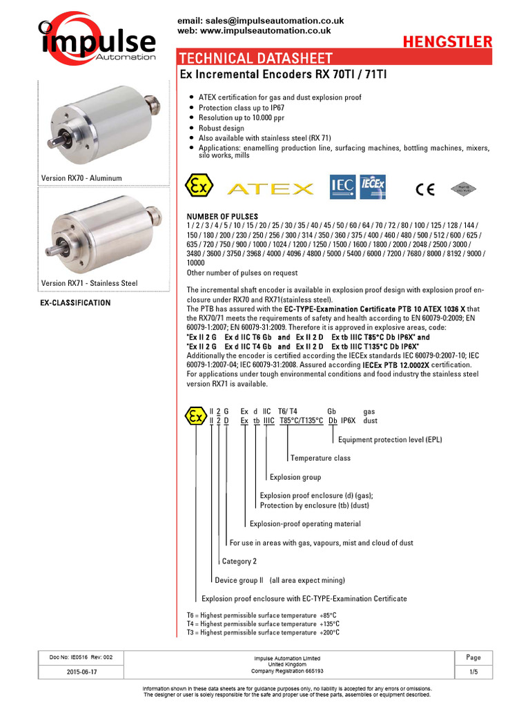 Hengstler-RX70TI-RX71TI-Incremental-Rotary-Encoder-Datasheet | PDF
