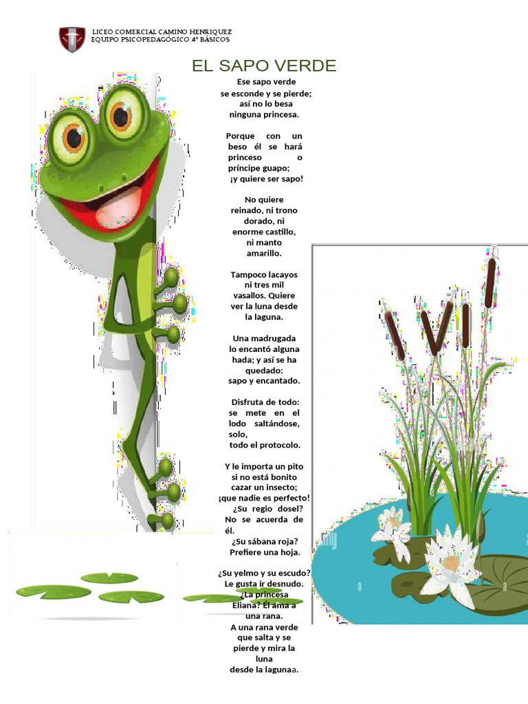 Comprensión Poema El Sapo Verde | PDF