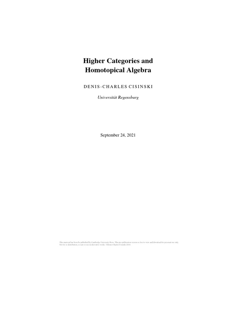 Higher Categories and Homotopical Algebra | PDF | Category Theory ...
