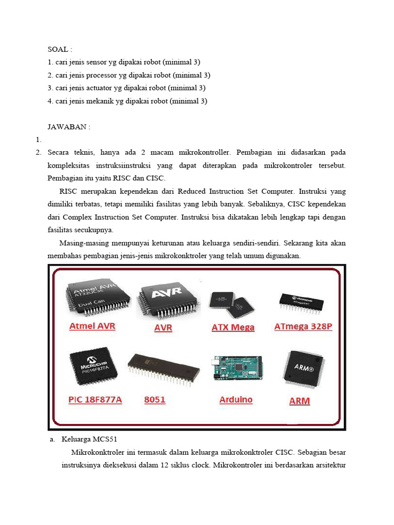 Jenis Sensor, Prosesor, dan Aktuator Robot | PDF | Komputer