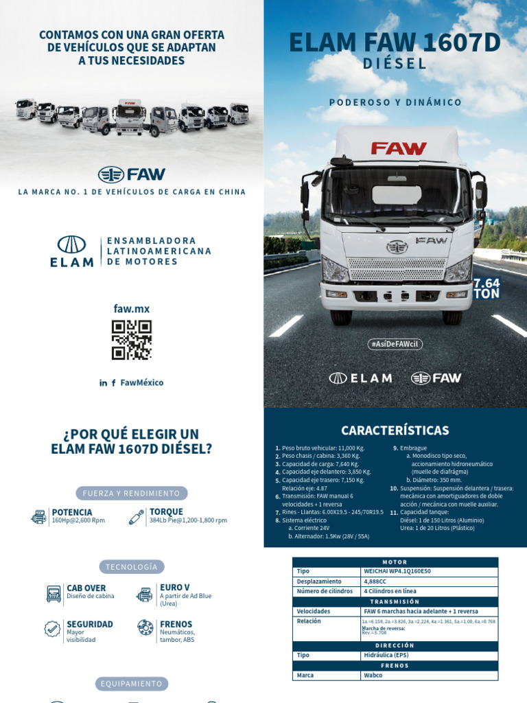 06 Ficha Técnica ELAM FAW 1607D | PDF | Transporte | Vehículo de motor