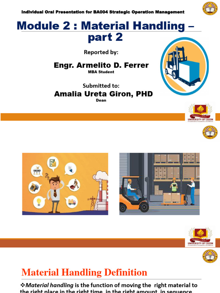 Module 2 Material Handling - Part 2 by ADFerrer | PDF | Automation | Inventory