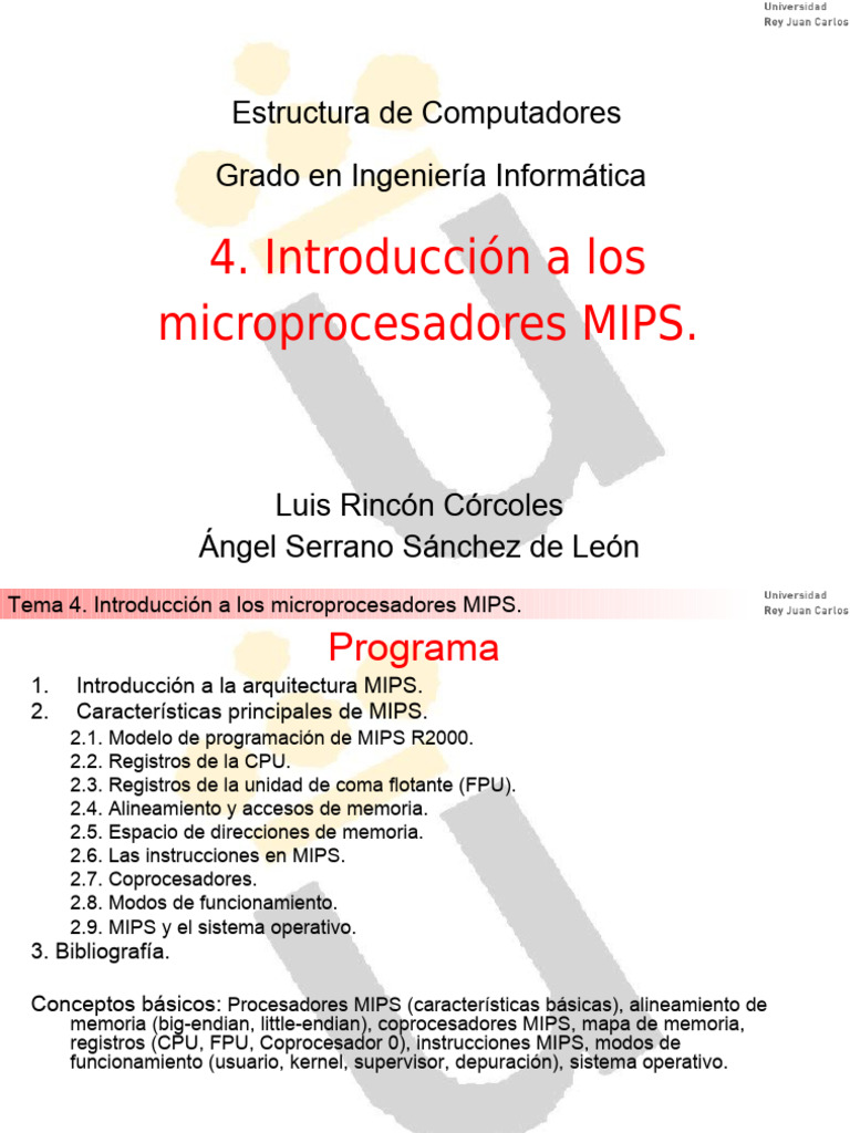 EC Tema4 Introduccion MIPS | PDF | Poco | Electrónica digital