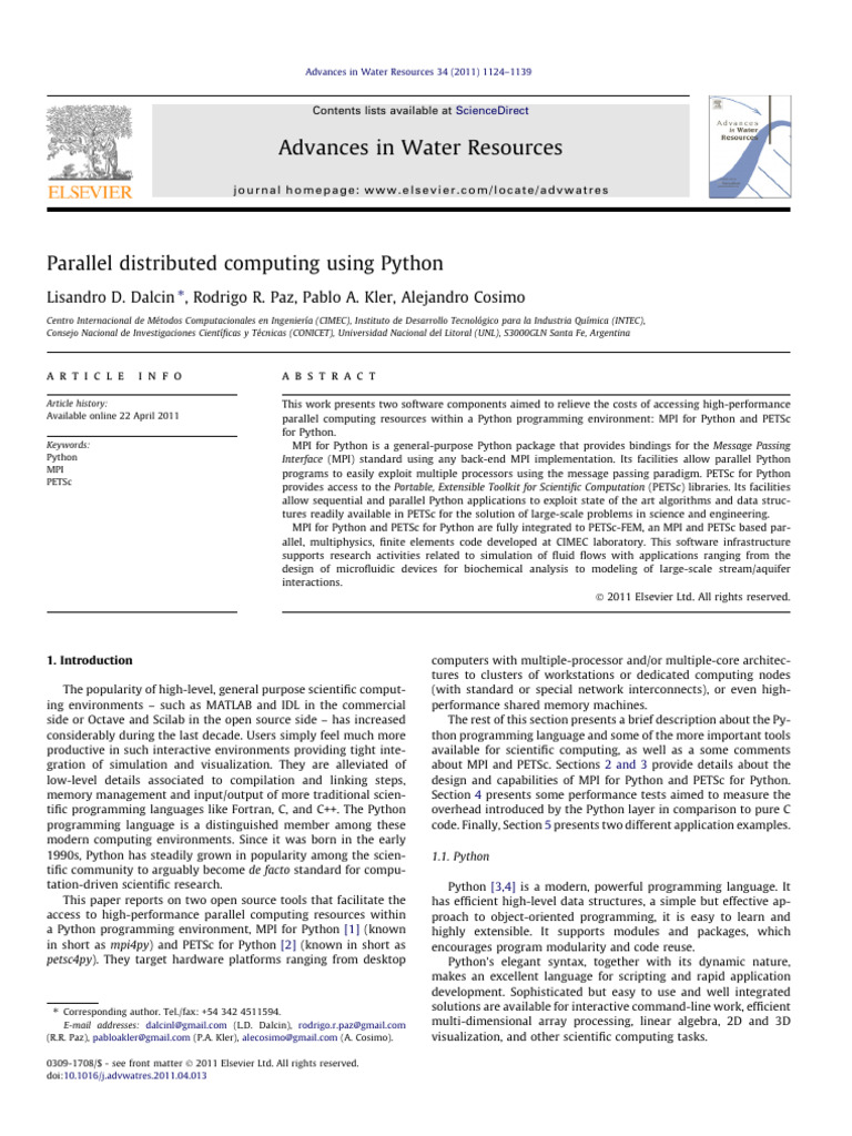 Parallel Distributed Computing Using Python Pdf Message Passing Interface Python 