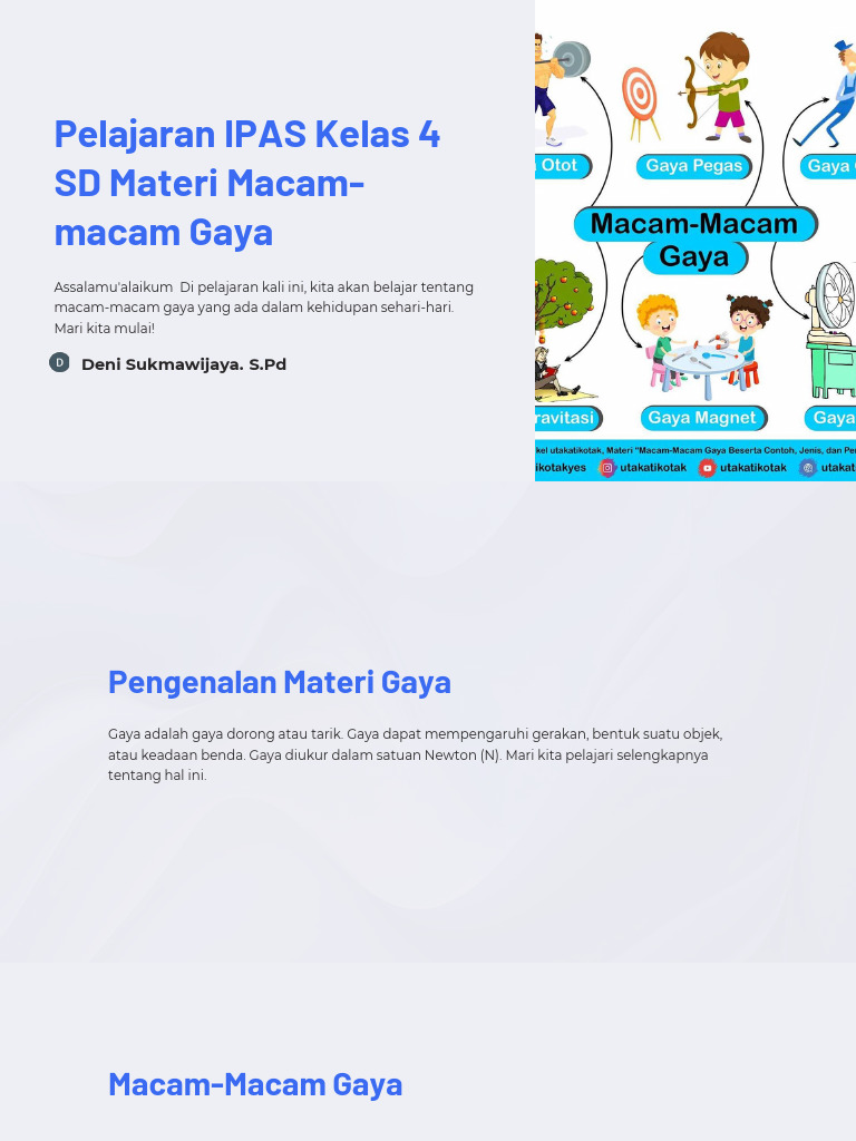 Pelajaran IPAS Kelas 4 SD Materi Macam Macam Gaya | PDF