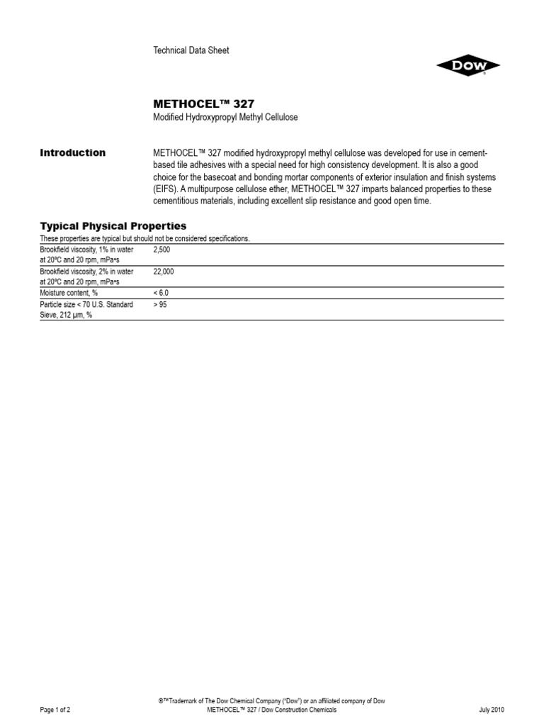 Methocel 327 TDS en | PDF