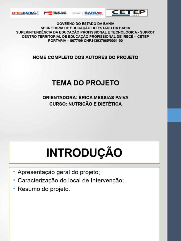 MODELO - SLIDES - TCC | PDF