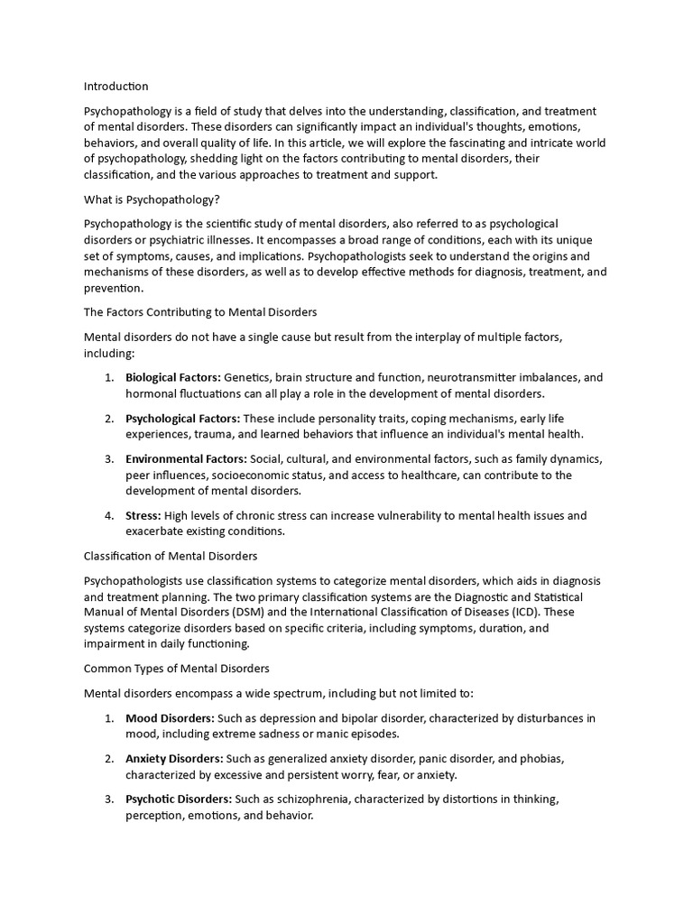 Psychopathology | PDF | Mental Disorder | Psychopathology