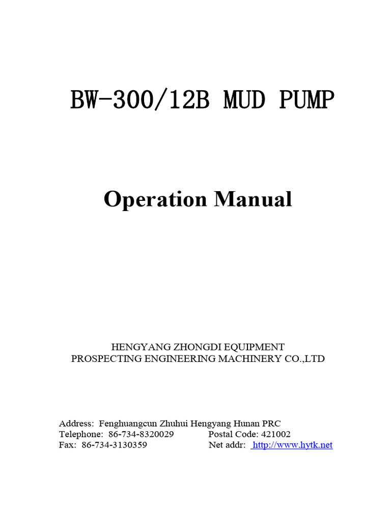 BW300 Manual - EN | Download Free PDF | Pump | Piston