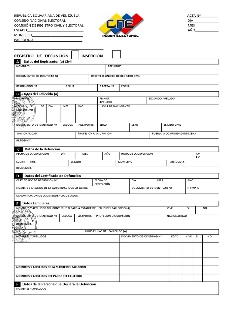 Acta de Defuncion para Documento | PDF | Justicia | Crimen y violencia