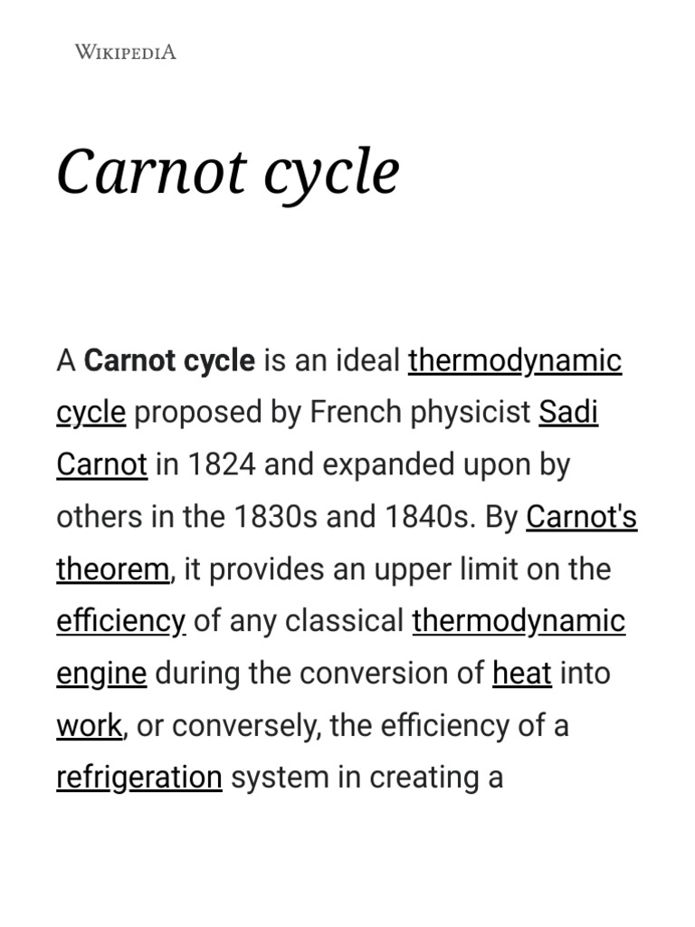 Carnot Cycle Wikipedia Pdf