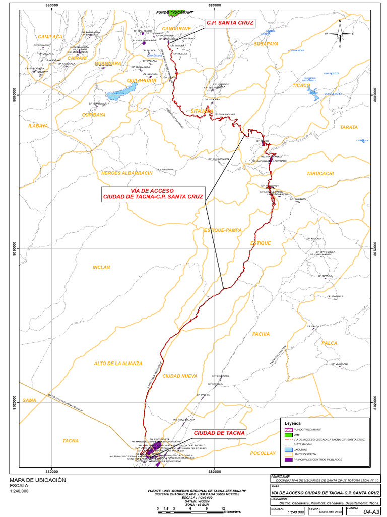 Mapa de Vías Tacna-Cp Santa Cruz | PDF | Geofísica | Datos geográficos ...