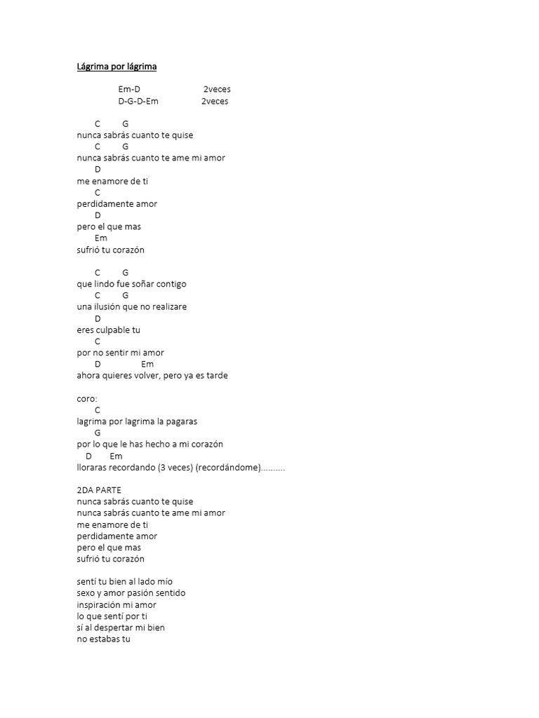 Lagrima por Lagrima: Letra y Significado | PDF | Poesía