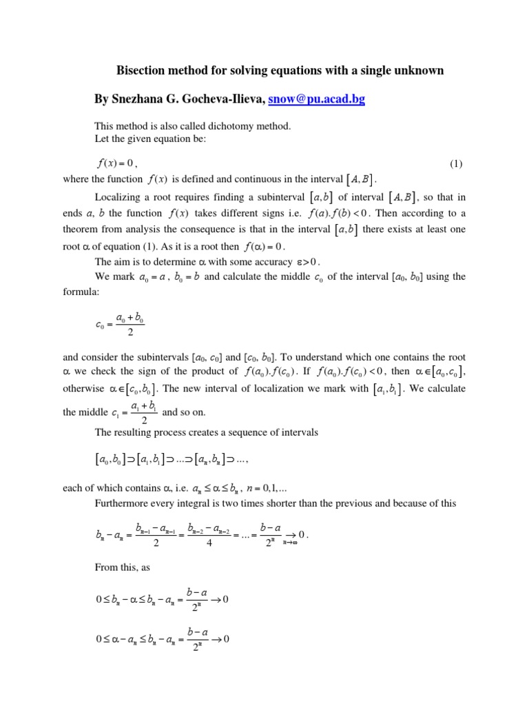 Bisection - Method For One Equation2 - EN | PDF | Equations | Function ...