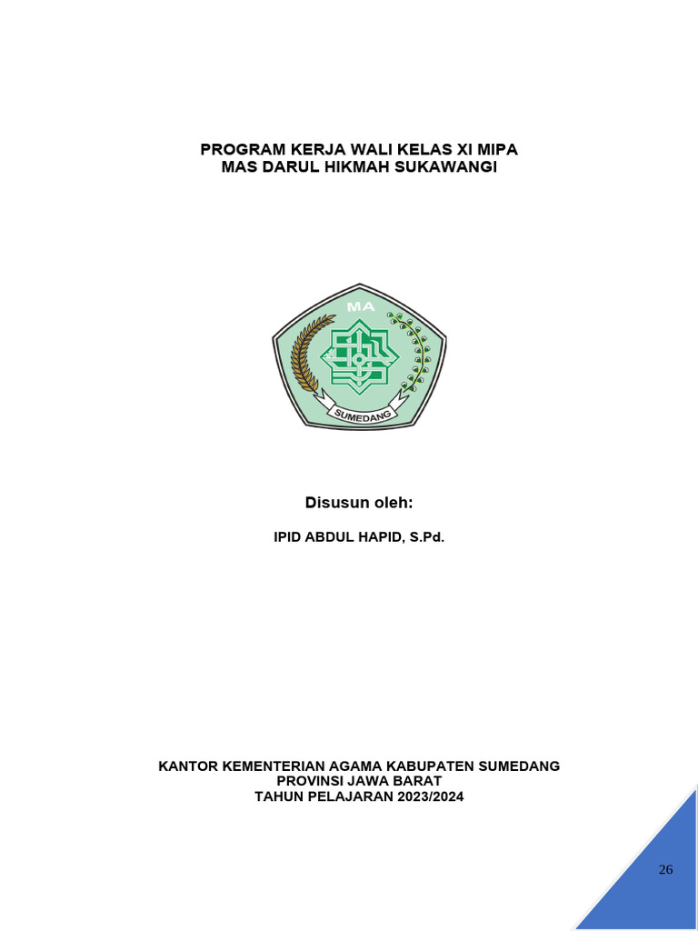 Contoh Program Kerja Wali Kelas - WWW - Kherysuryawan.id | PDF