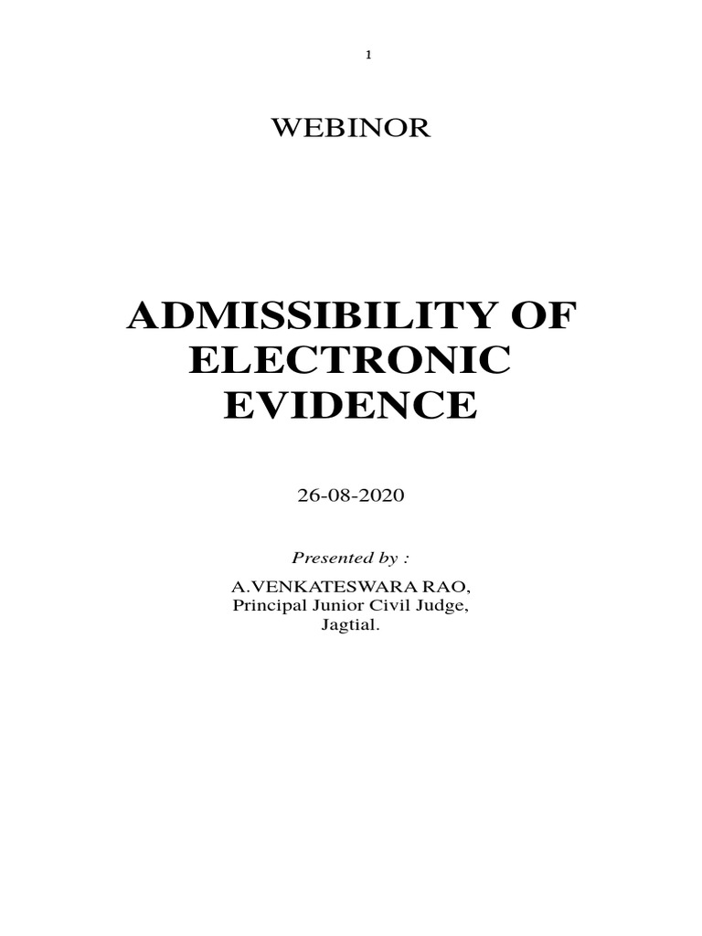 Paper Electronic Evidence by Sri A Venkateshwara Rao | PDF | Evidence ...