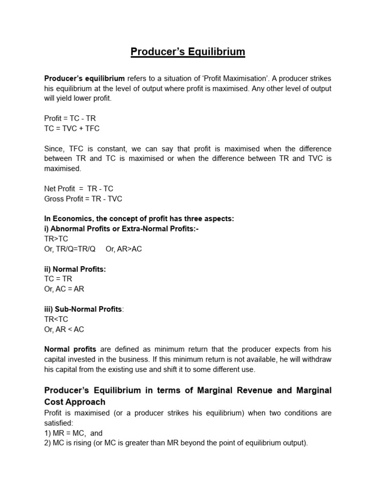 Producers Equilibrium | PDF