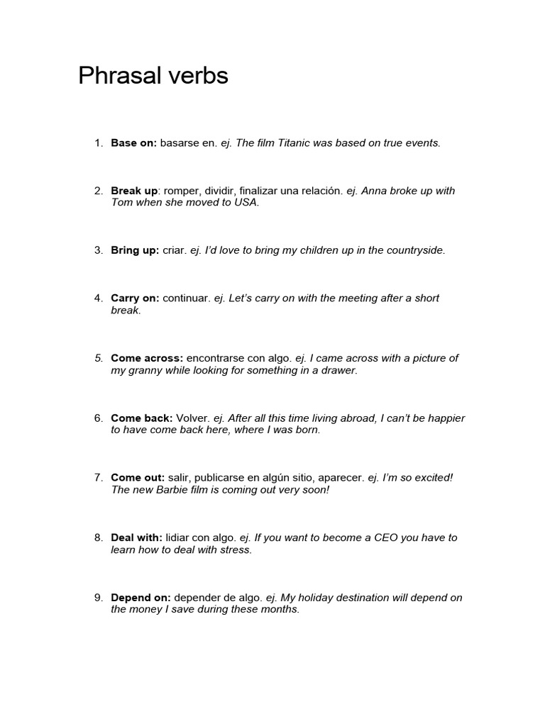 Lista Phrasal Verbs Cambridge B1 | PDF